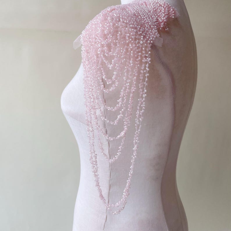 Mirror Pair Epaulet Beaded Tassel Applique Statement Shoulder Patch ...
