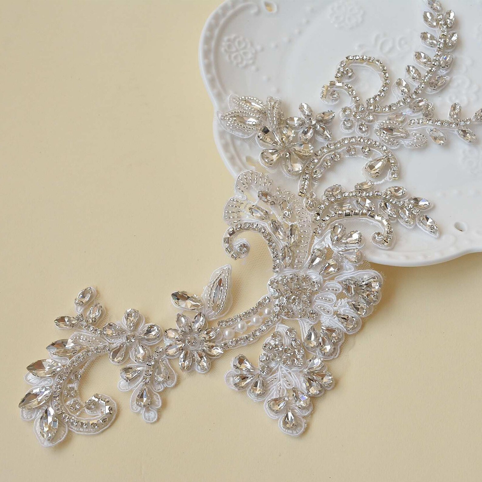 Beaded Applique Rhinestone Application Crystal Flower Patch - Etsy