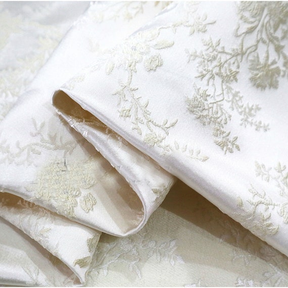 Floral Embroidery Fabric Brocade Fabric Jacquard Emboss - Etsy