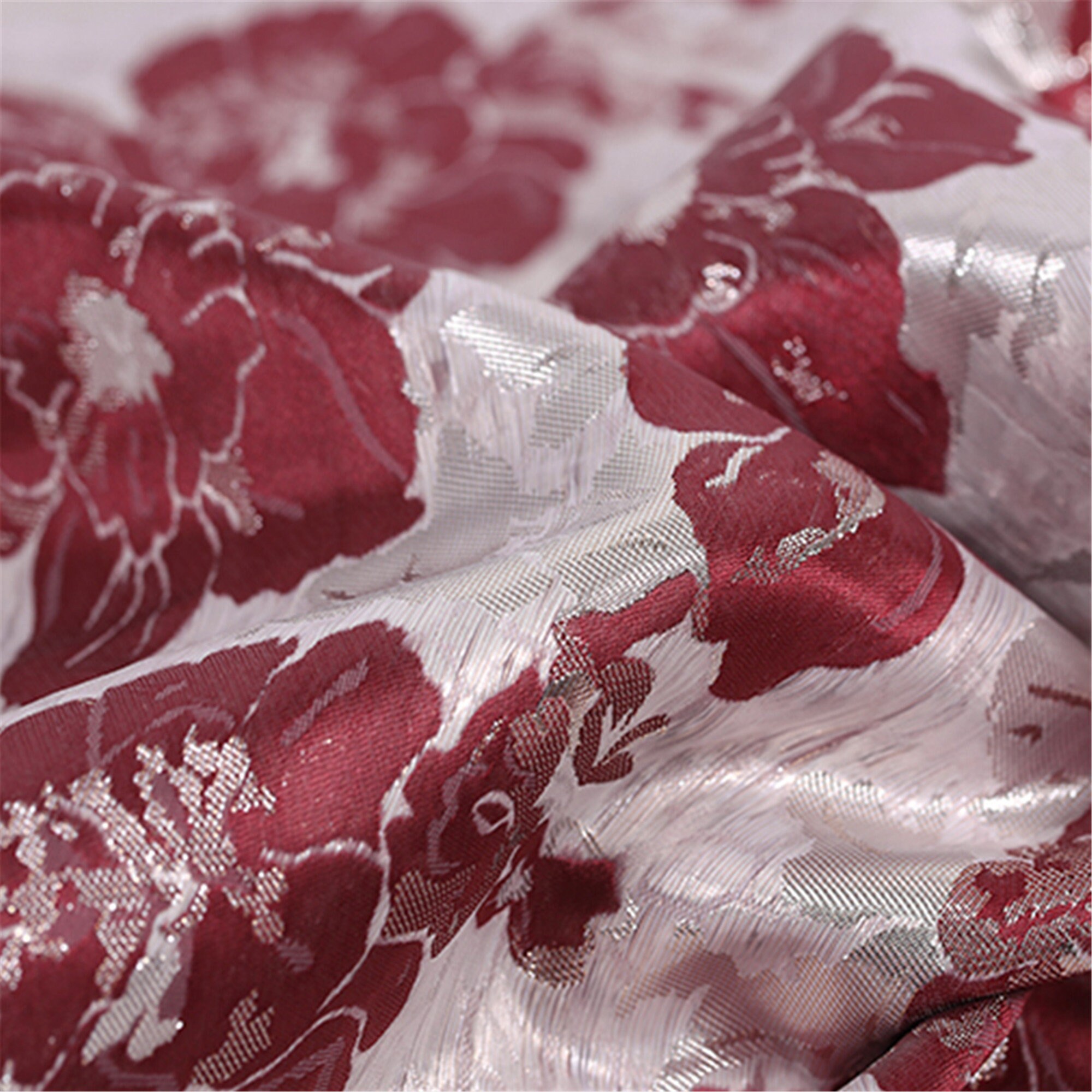 Maroon Exquisite Fabric Brocade Fabric Flower Jacquard - Etsy