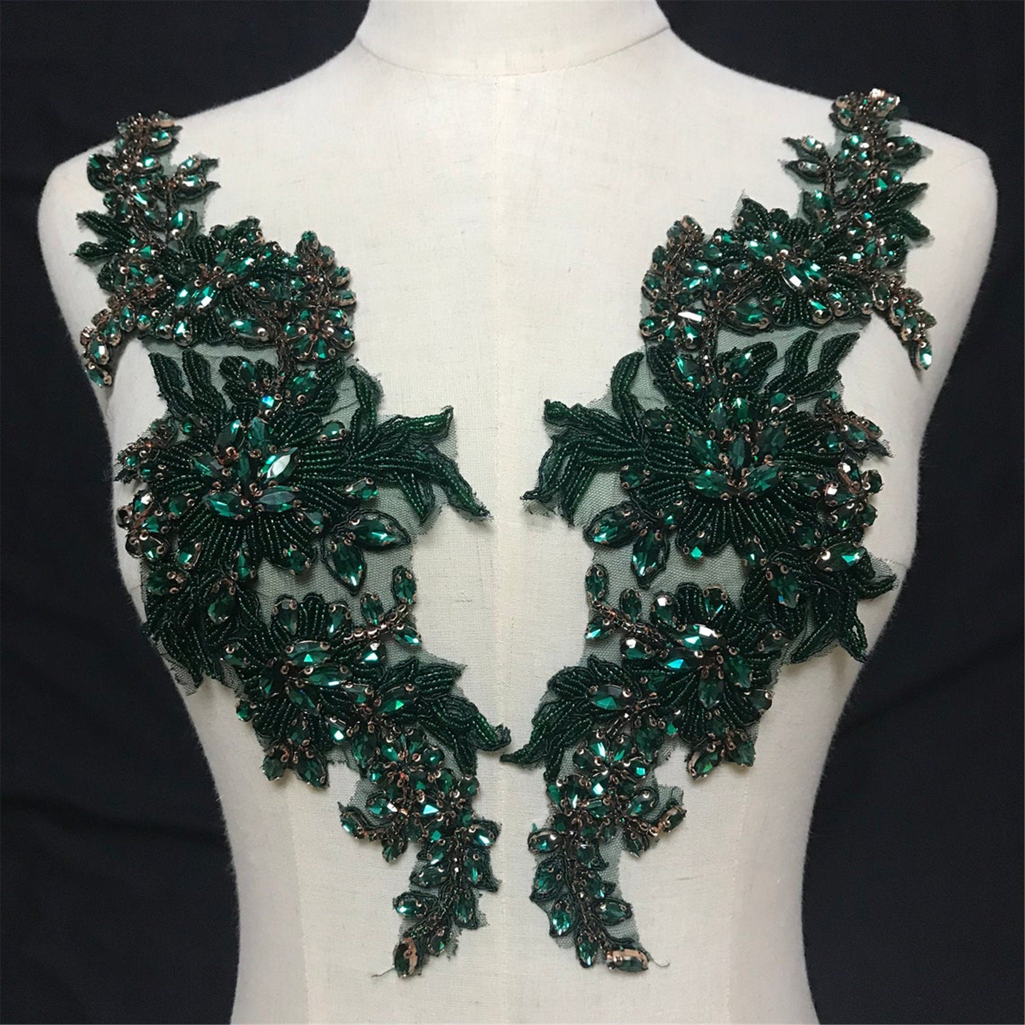 Heavily Gold Rhinestone Applique Golden Crystal Beaded Patches | Etsy