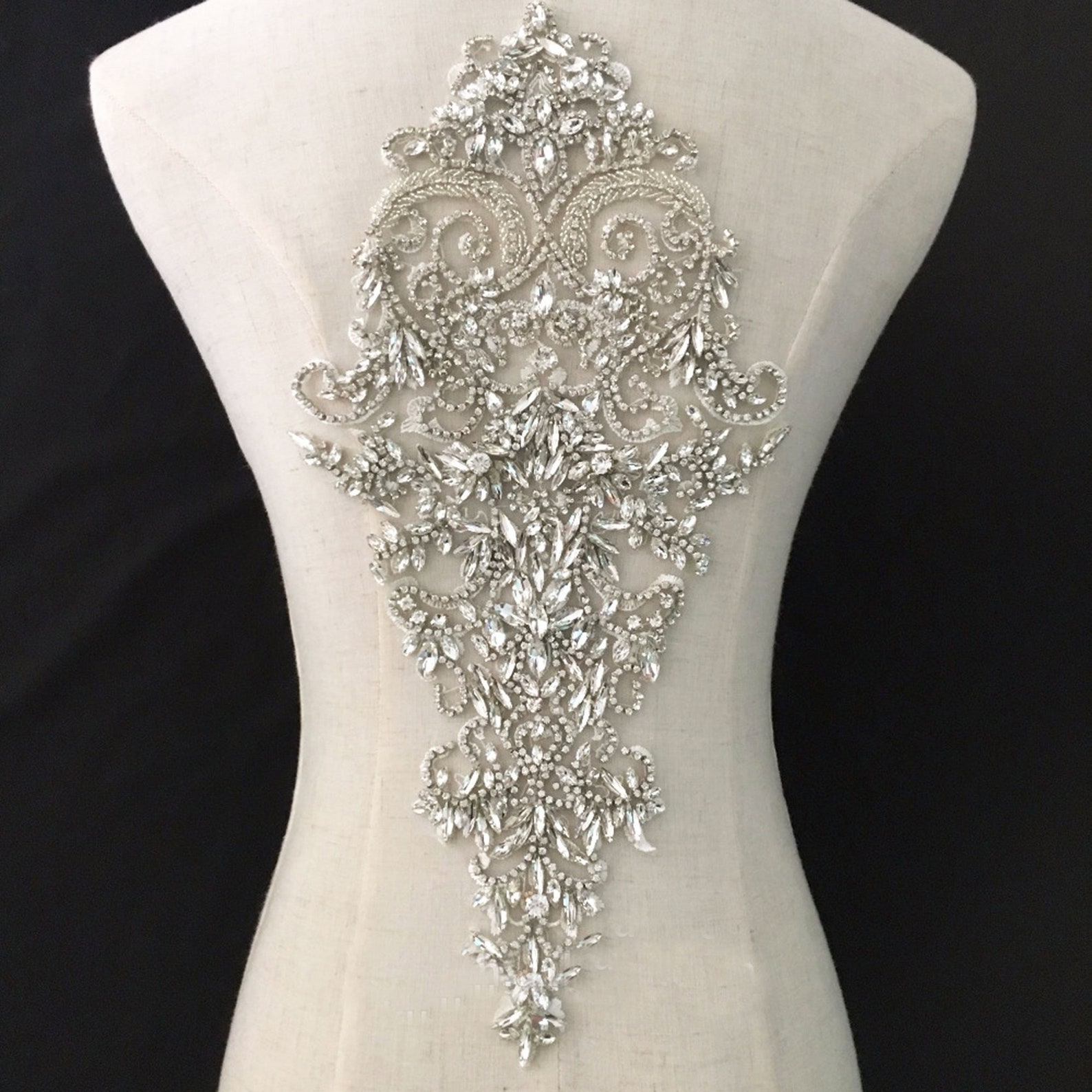 Silver Rhinestone Bridal Applique Crystal Beaded Trims Sewing - Etsy