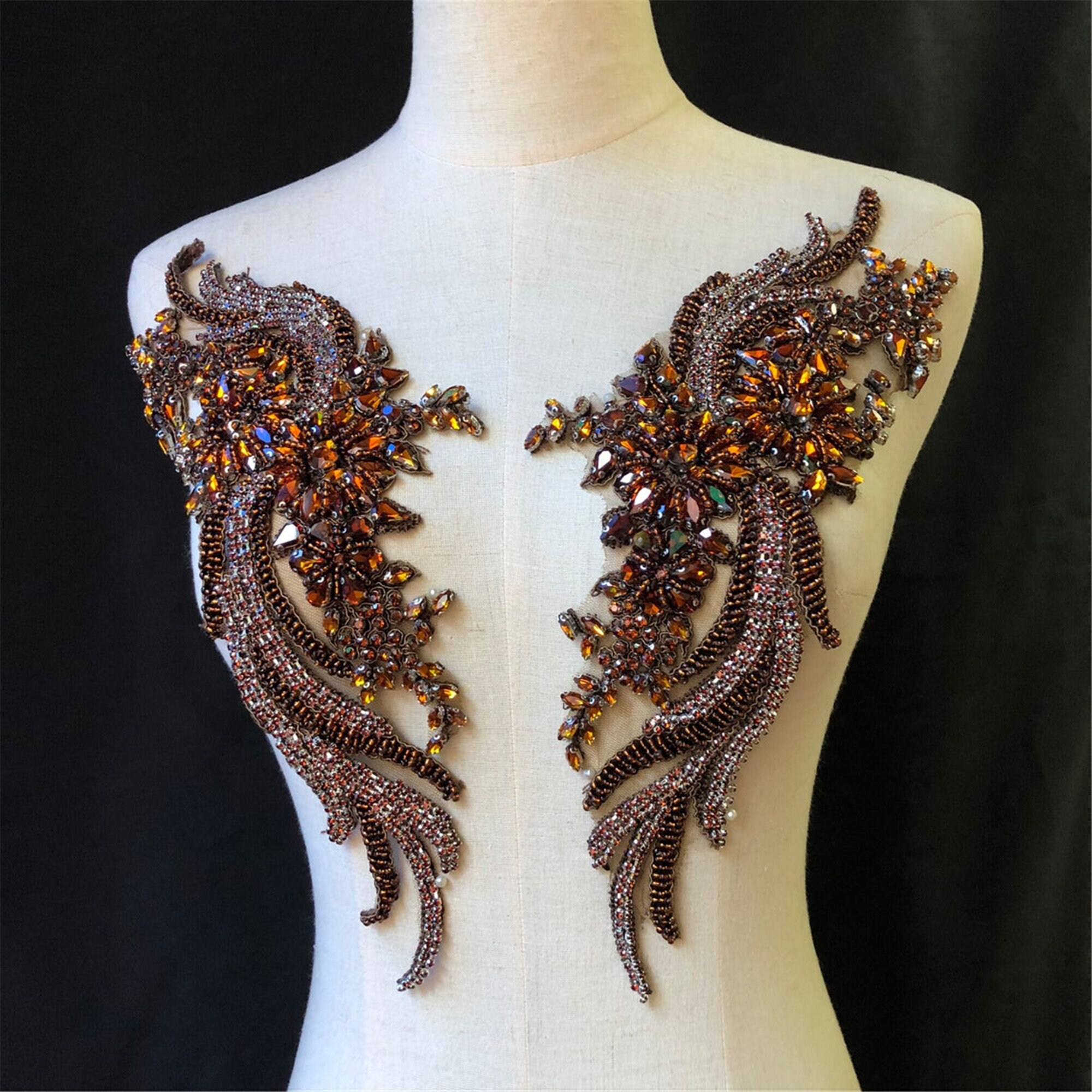 Rhinestone French Beaded Applique Rhinestone Applique Crystal | Etsy