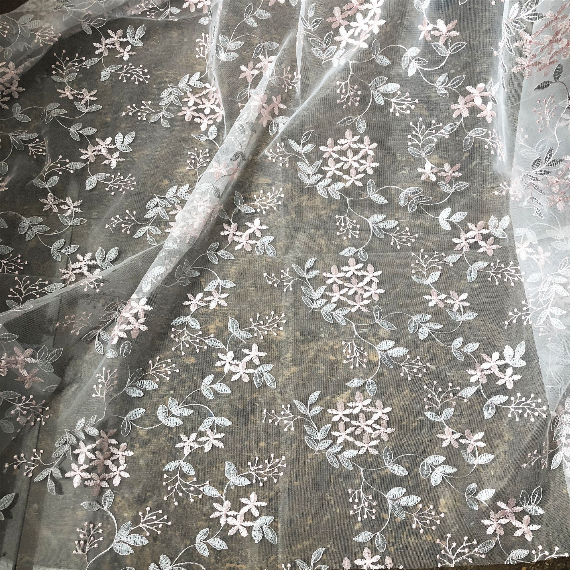 Delicate Floral Embroidery Lace Fabric Materials Mesh Trims - Etsy