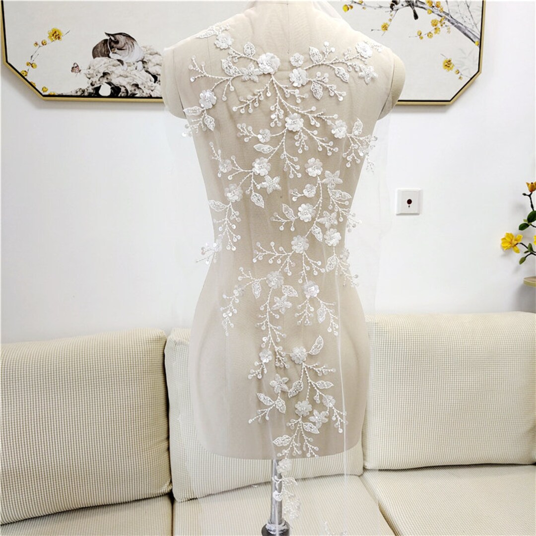 Delicate 3d Floral Patch Motif Embroideried Flower With Sequins off ...