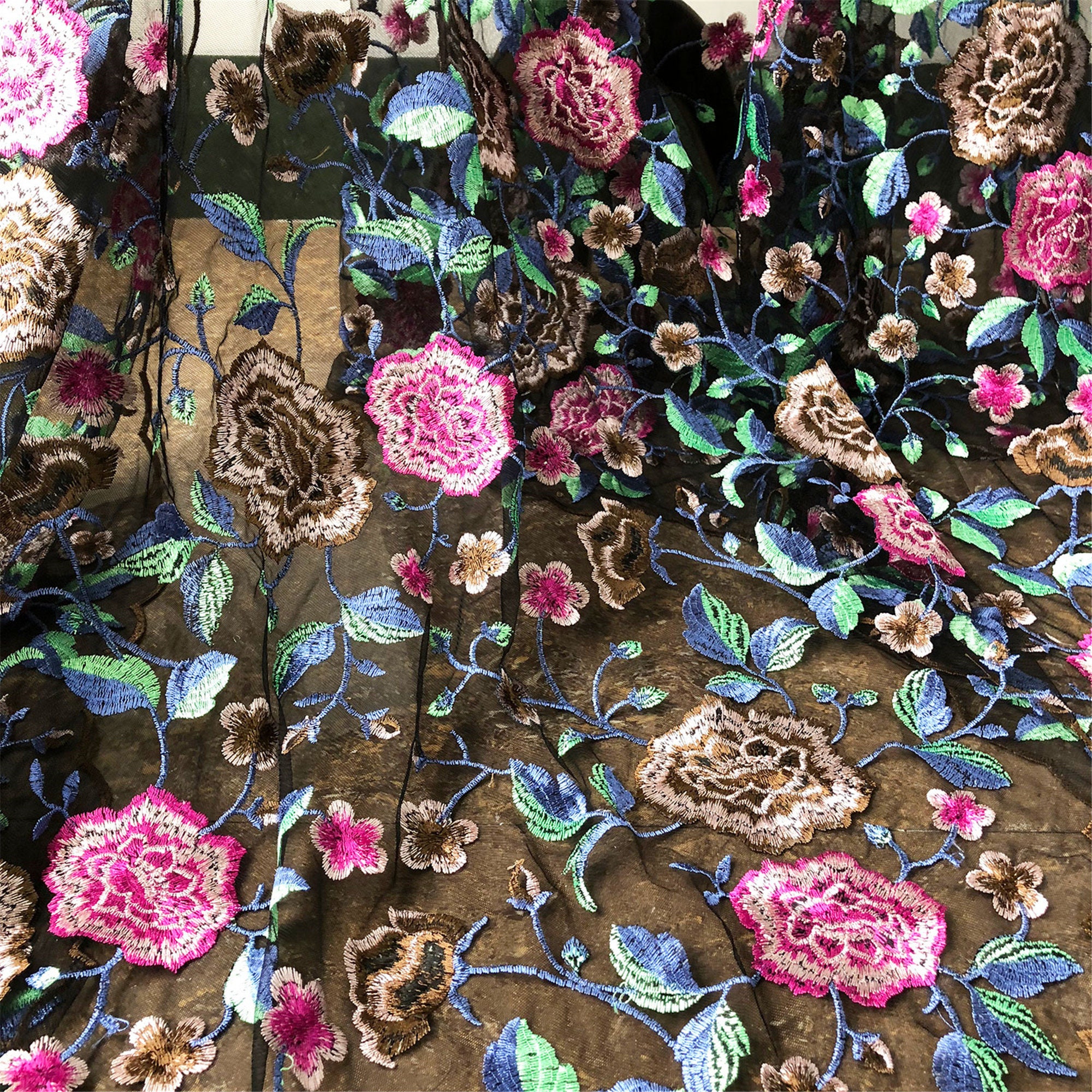 Blossom Flower Lace Fabric Fine Embroidery Floral Lace Gauze for Bridal ...