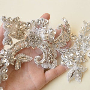 Beaded Applique Rhinestone Application Crystal Flower Patch - Etsy