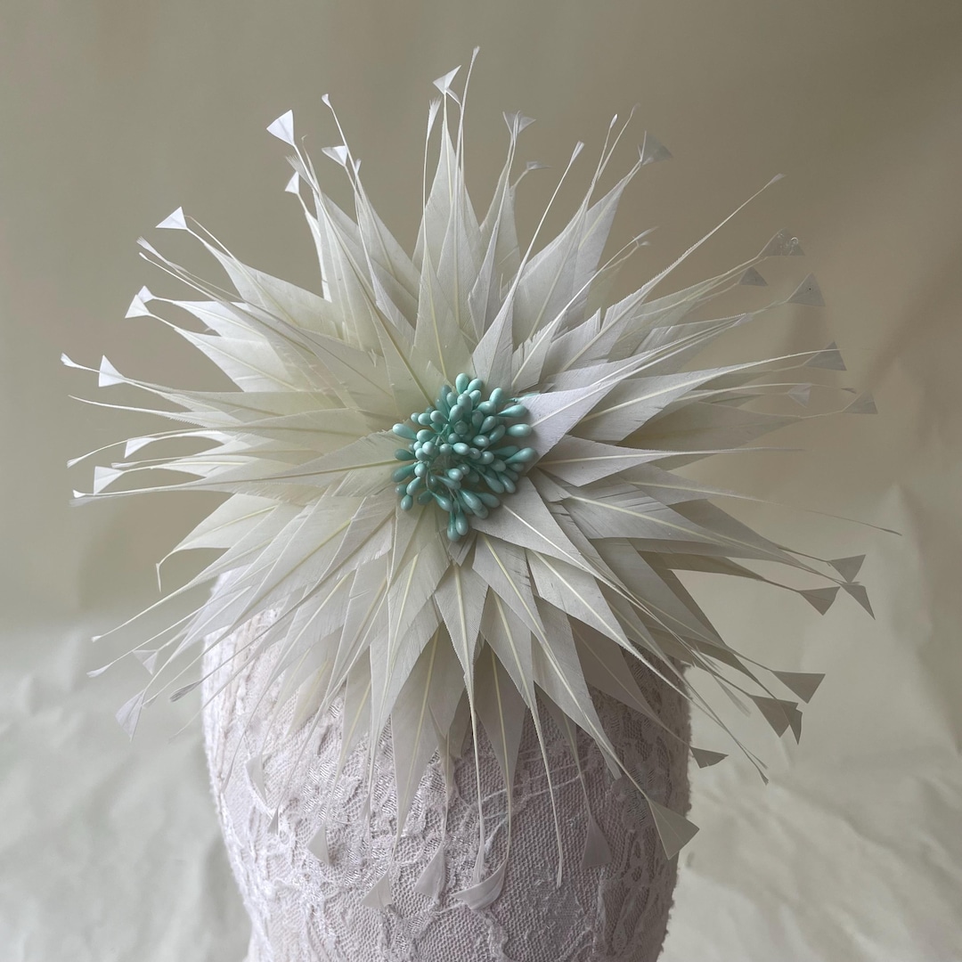 Sage Plume Feather Flower Handmade Natural Dyed Feather Flower ...