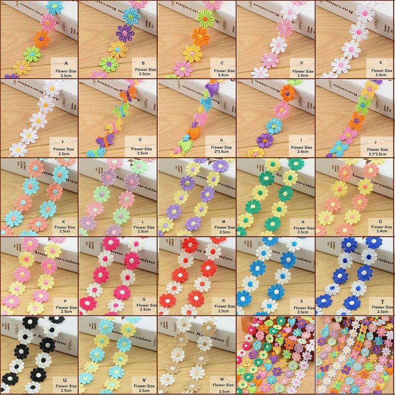 Daisy Sun Flower Decorating Lace Embroidered Trim Ribbon for - Etsy