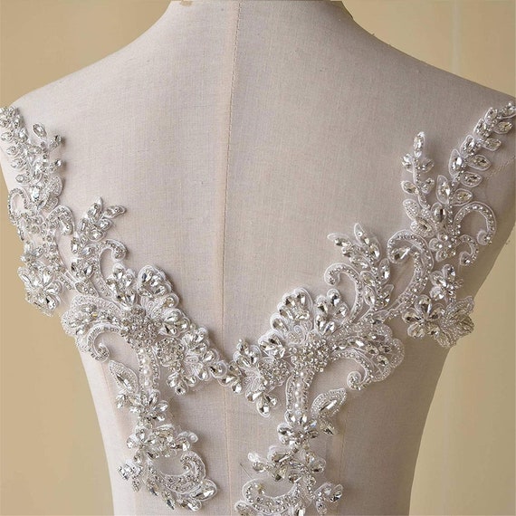 Beaded Applique Rhinestone Application Crystal Flower Patch - Etsy