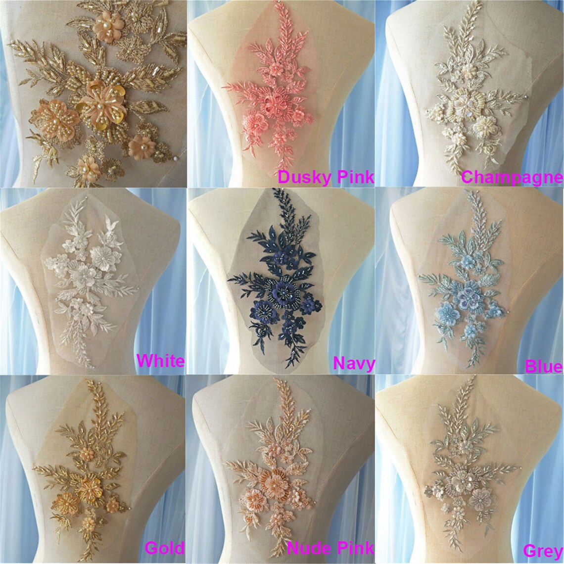 Exquisite 3D Beading Lace Patch Flower Applique With Pearl Details ...