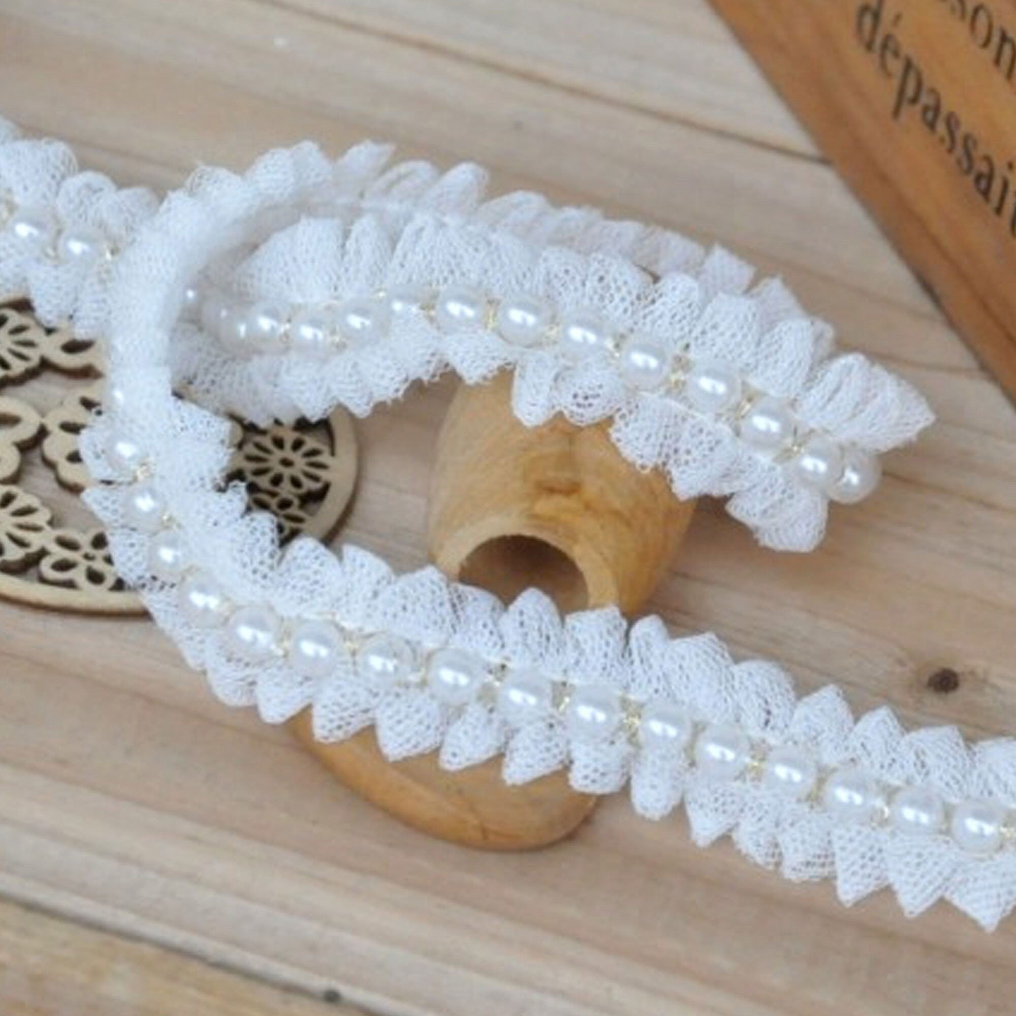 Elegant Ribbon Beaded Handmade Beading Trim Lace Pleated Lace - Etsy