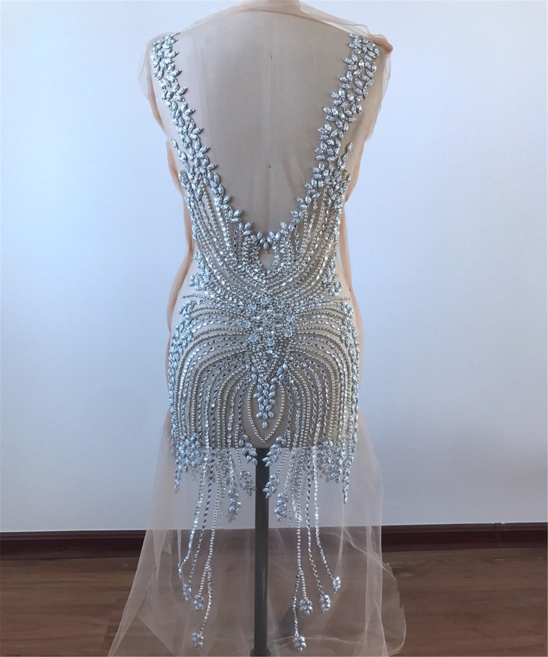 Luxurious Rhinestone Embroidery Floral Appliques Rhinestone Pearl ...