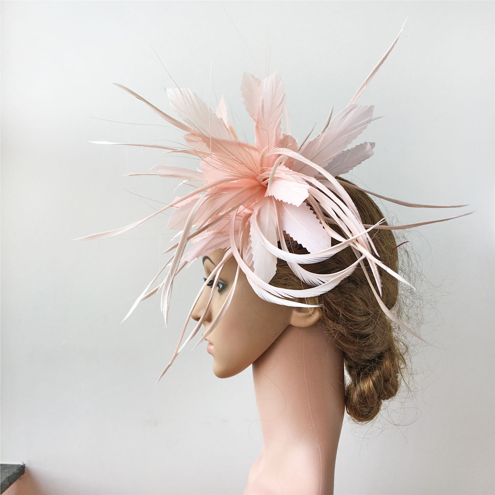 Handmade Dyed Feather Flower Mount Bouquet Faux Flowers Millinery ...