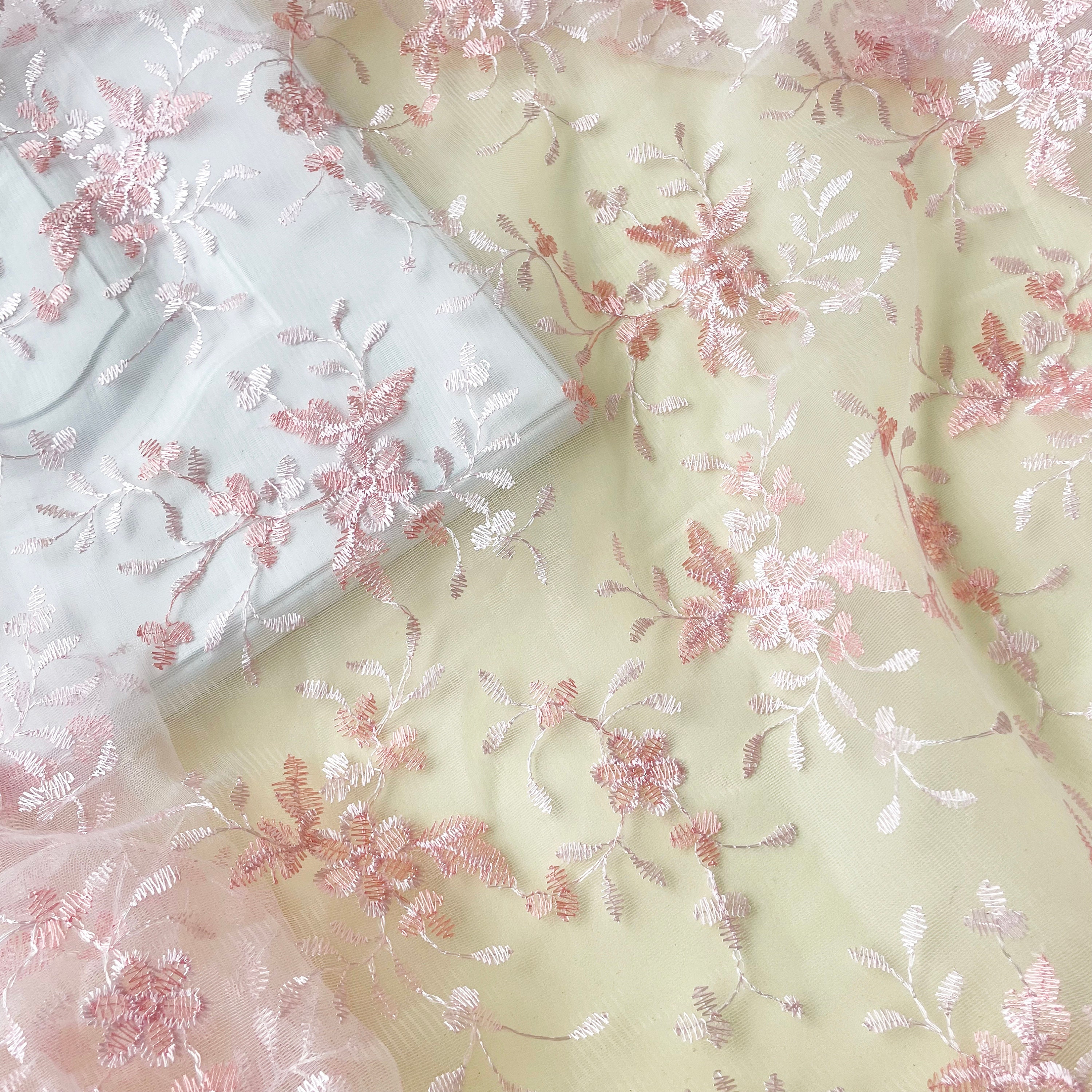 Pink Exquisite Floral Lace Net Both Scalloped Edge Embroidery - Etsy