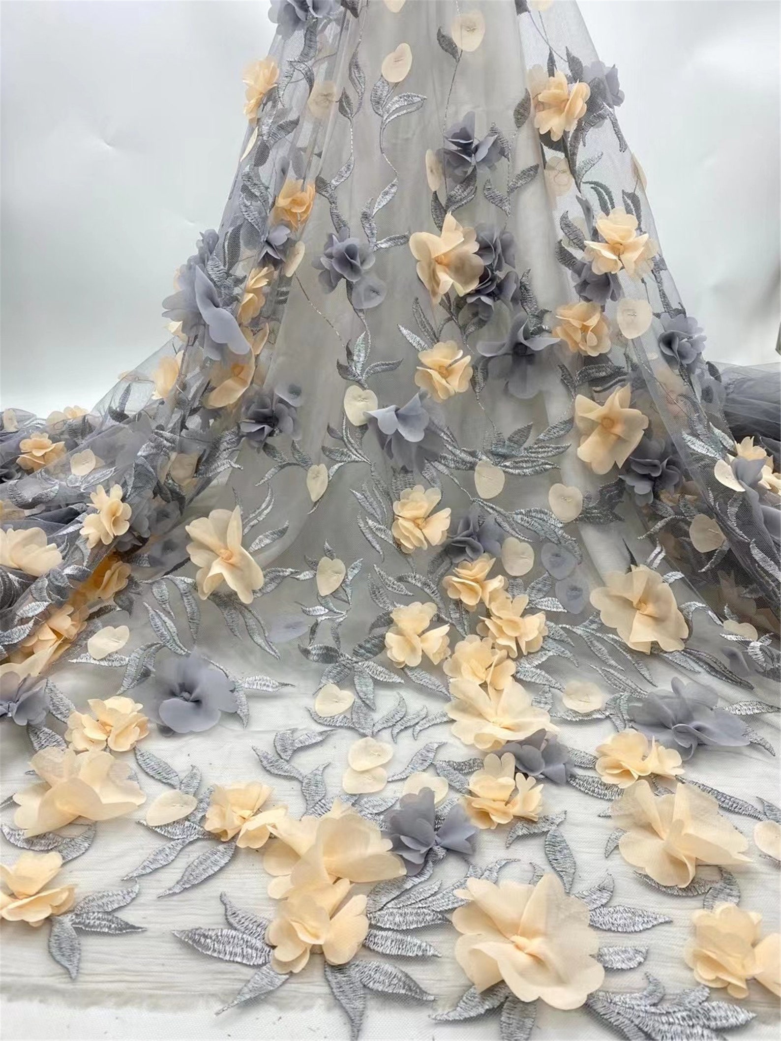 7 Color 3D Chiffon Flower Embroidery 59 Inches Width Blossom - Etsy