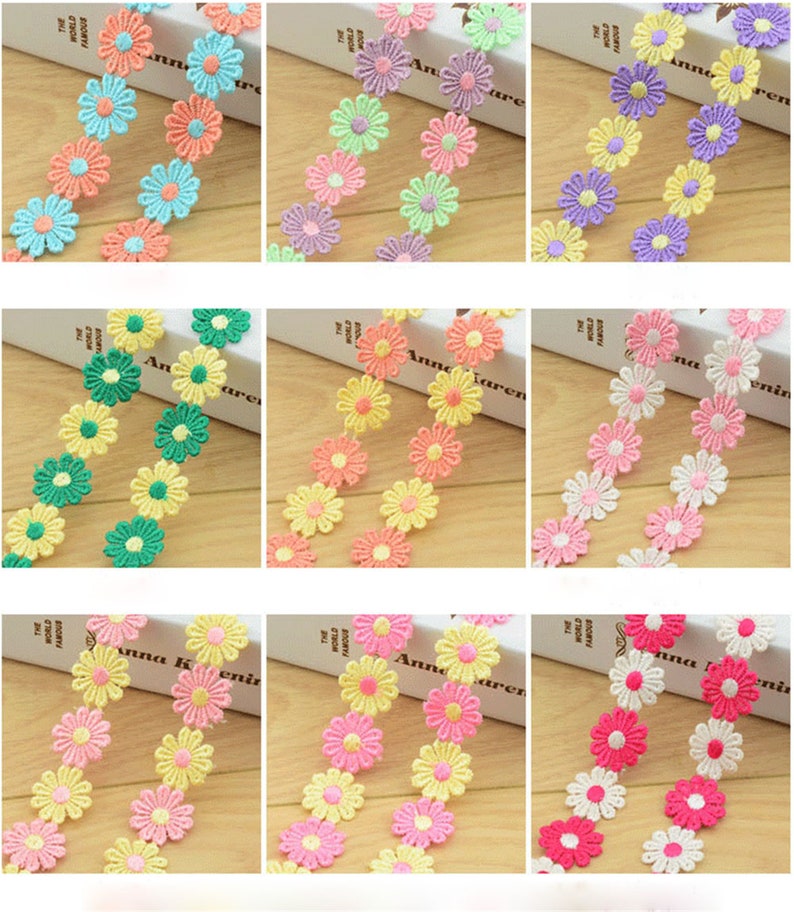 Daisy Sun Flower Decorating Lace Embroidered Trim Ribbon for - Etsy