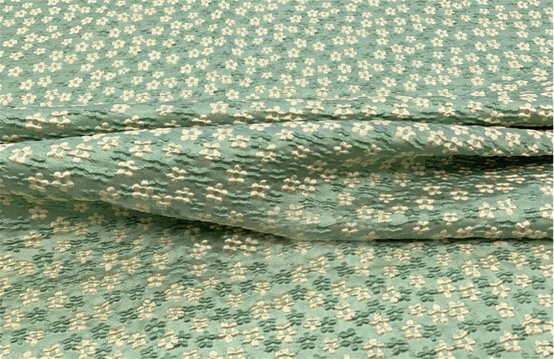 Green Daisy Floral Fabric Brocade Fabric Jacquard Emboss - Etsy