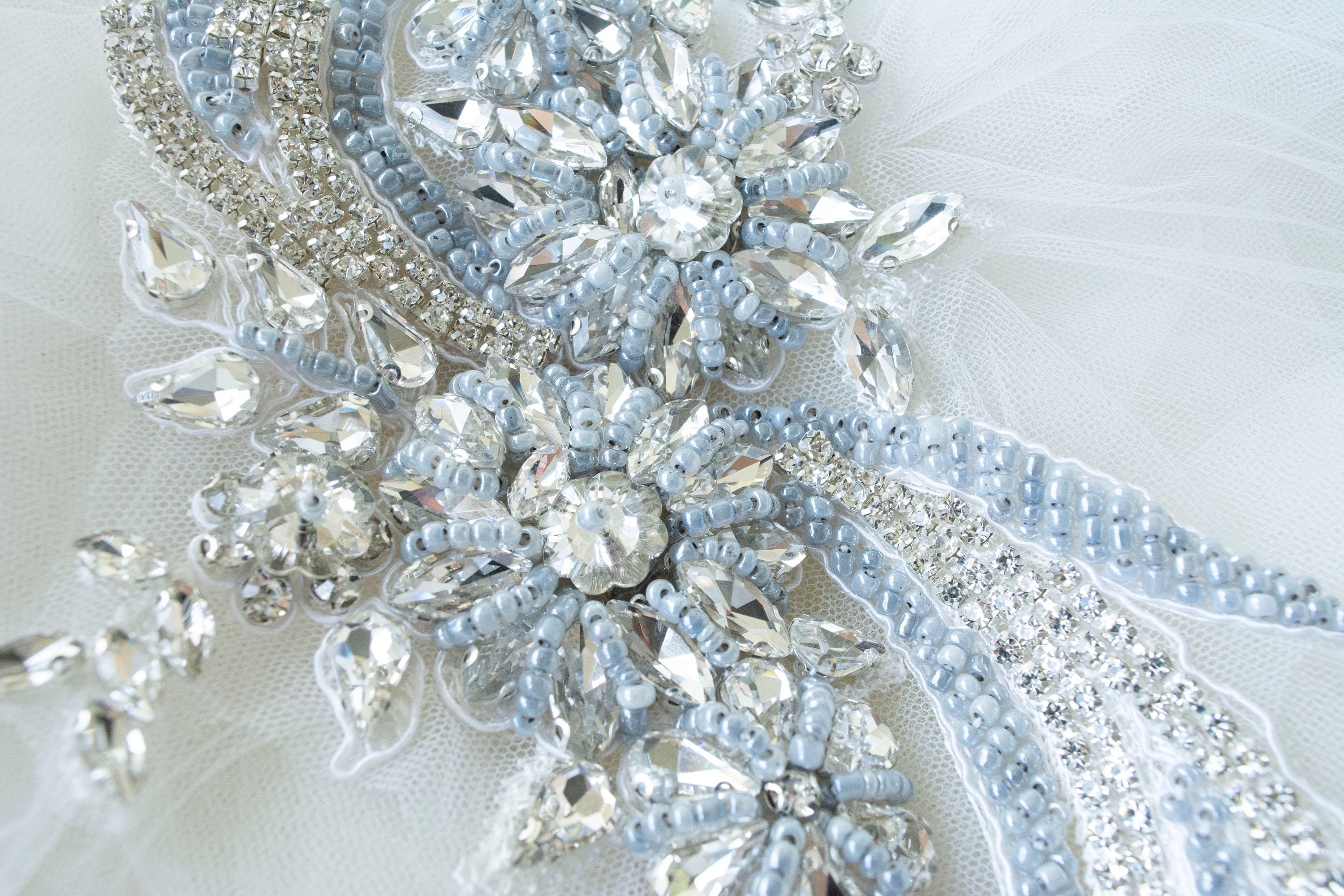 Pale Blue Beaded Crystal Patch Rhinestone Applique Crystal - Etsy