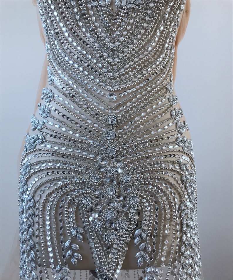 Luxurious Rhinestone Embroidery Floral Appliques Rhinestone - Etsy