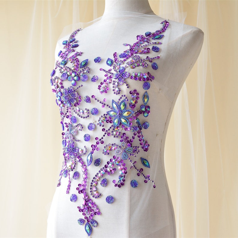 Stunning Rhinestones Motif Beading Bodice Applique Patch Sew | Etsy