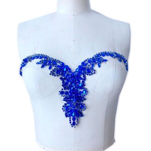 Sparkling Rhinestone Neckline Trims Beaded Sequin Bodice Appliques ...