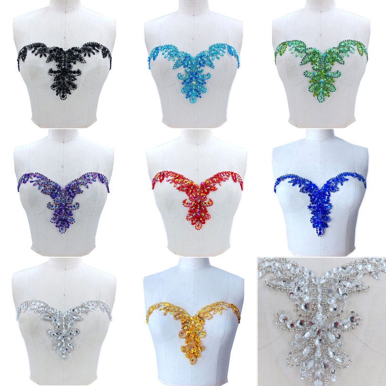 Sparkling Rhinestone Neckline Trims Beaded Sequin Bodice | Etsy