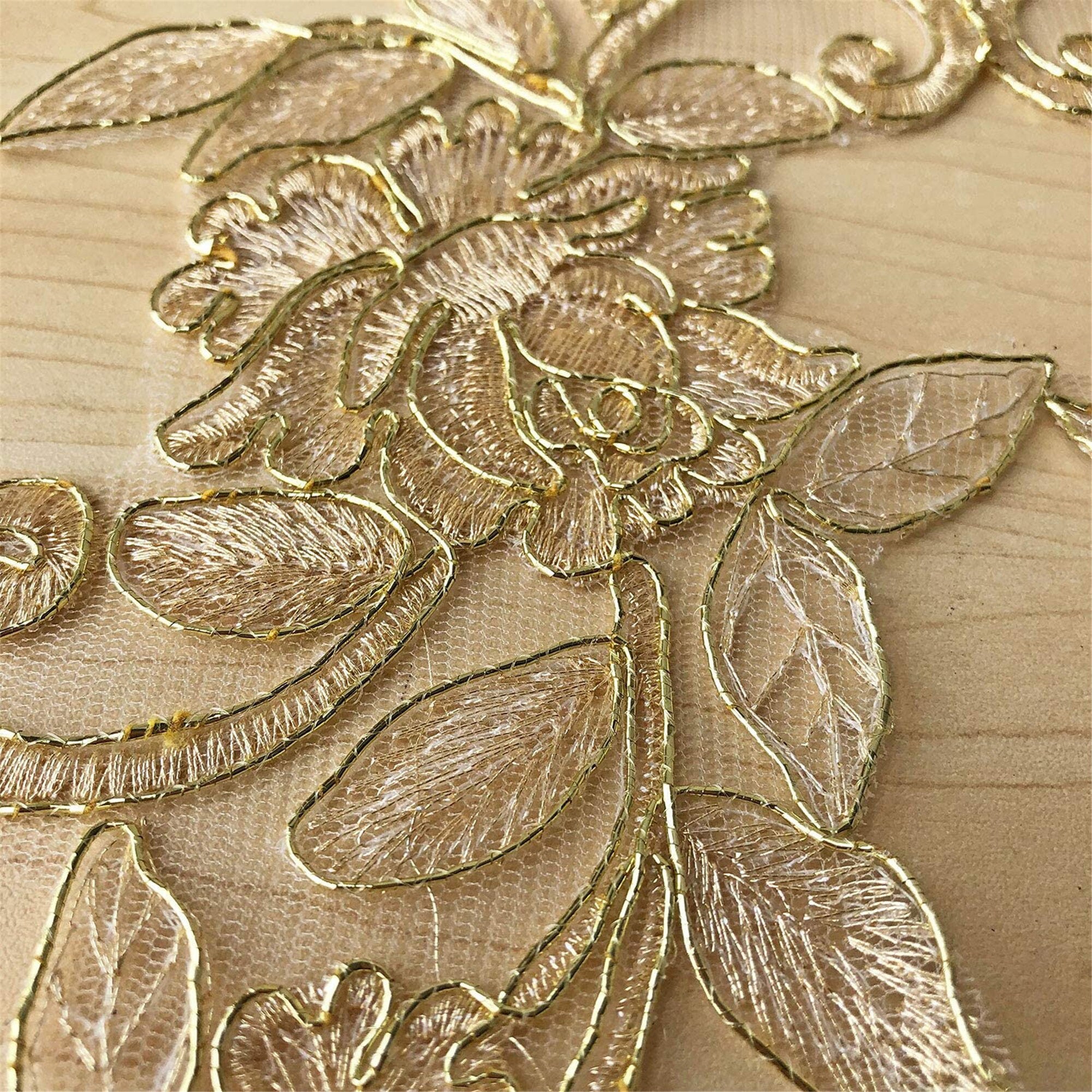 Corded Gold Lace Applique Golden Fringe Flower Sewing Lace | Etsy
