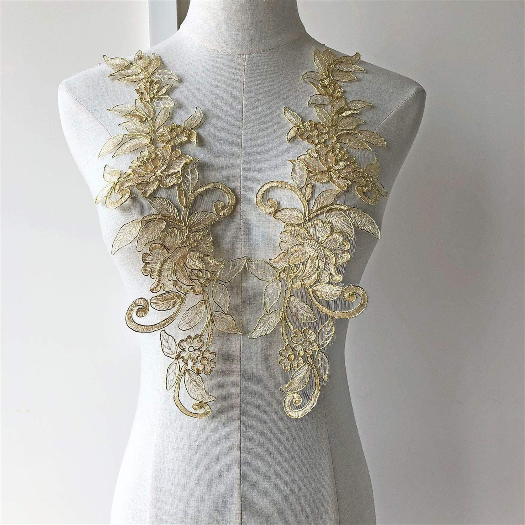 Corded Gold Lace Applique Golden Fringe Flower Sewing Lace | Etsy