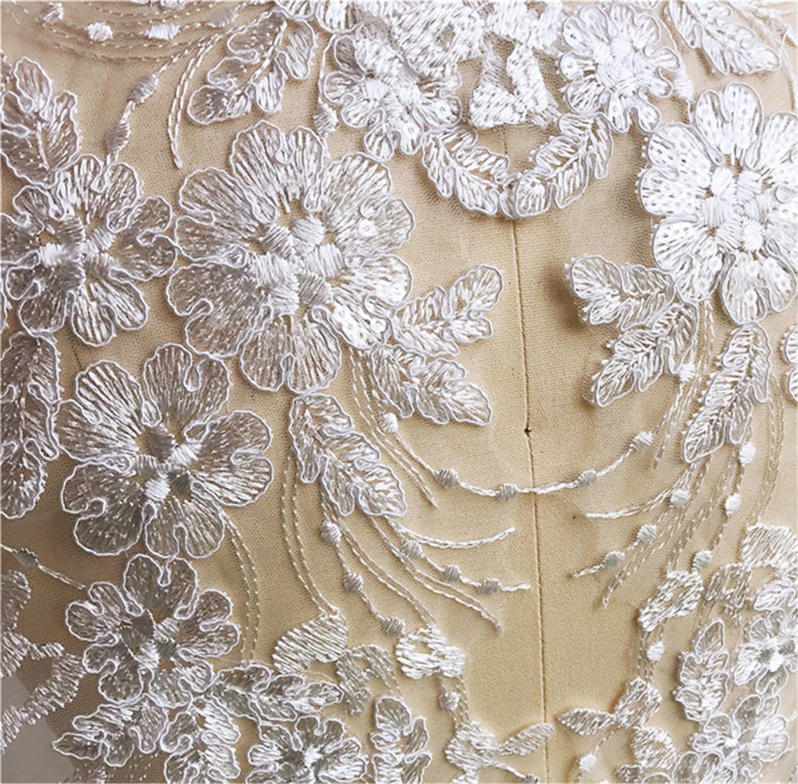 Off-White Shimmer Sequin Bridal Lace Applique lace Motif | Etsy