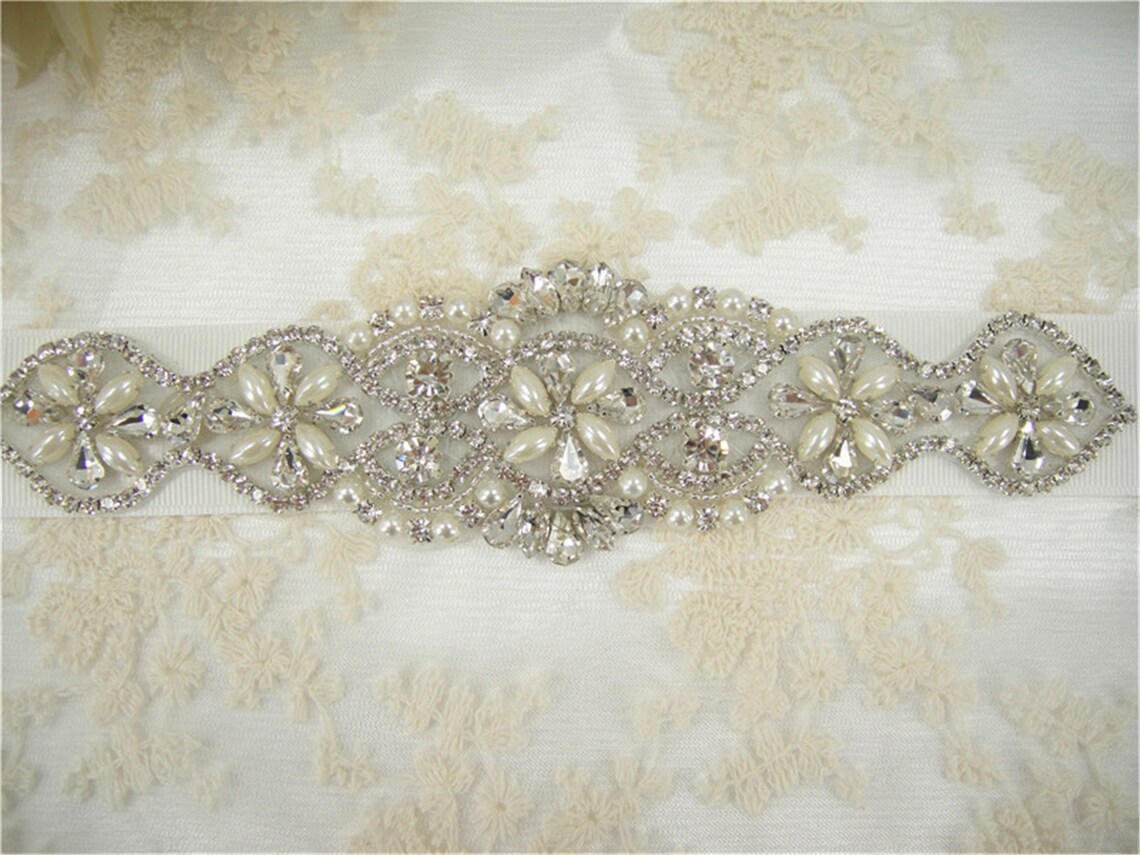 Rhinestone Applique Diamante Appliquecrystal Pearl Applique - Etsy