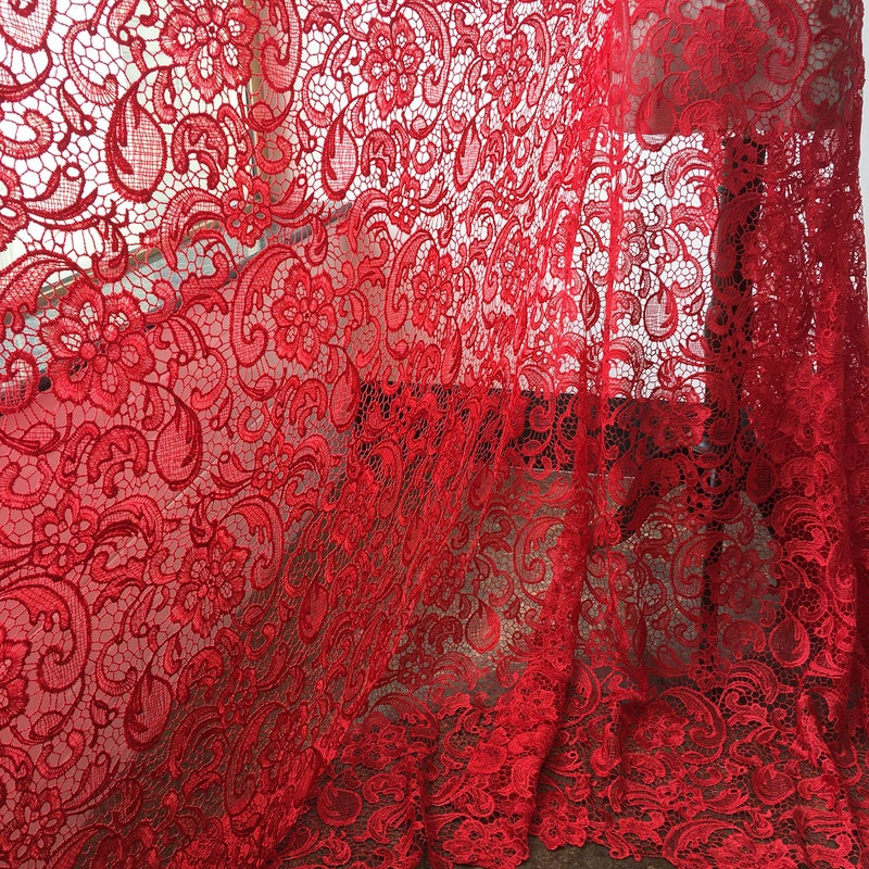 Red Lace Fabric - Etsy