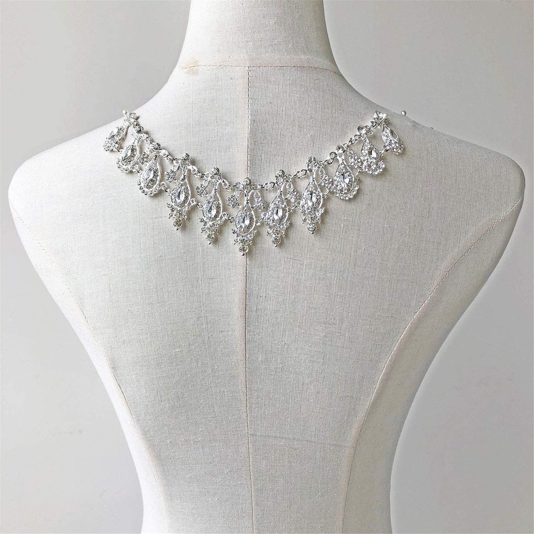 Wedding Rhinestone Motif Crystal Necklace Jewel Crystal Diamante ...