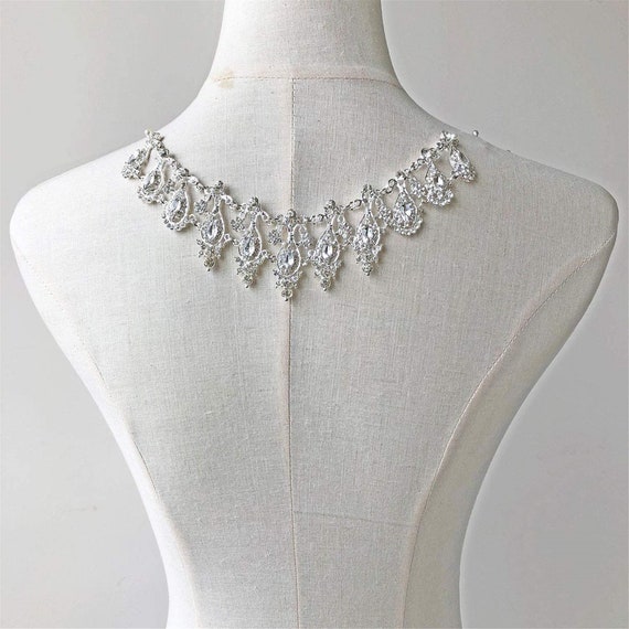 Wedding Rhinestone Motif Crystal Necklace Jewel Crystal - Etsy