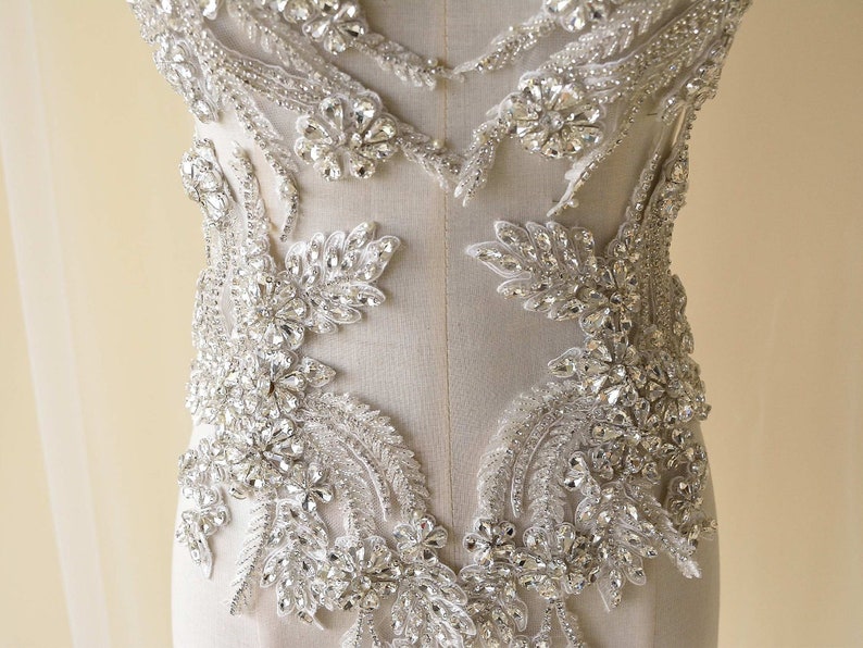 Silver Heavily Crystal Flower Patches Rhinestone Applique - Etsy