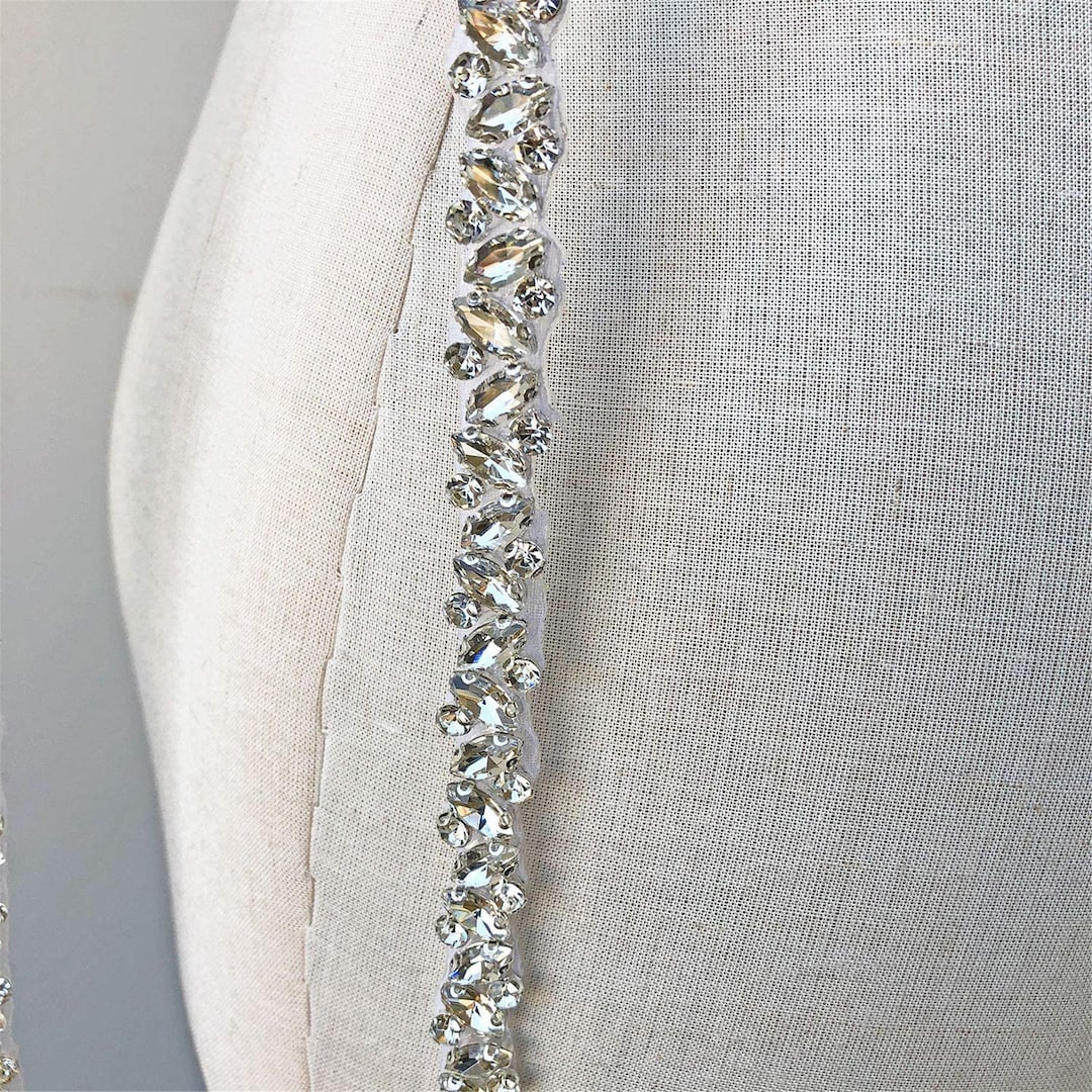 Rhinestone Crystal Trimming Diamante Belt Iron on Appliques for Wedding ...