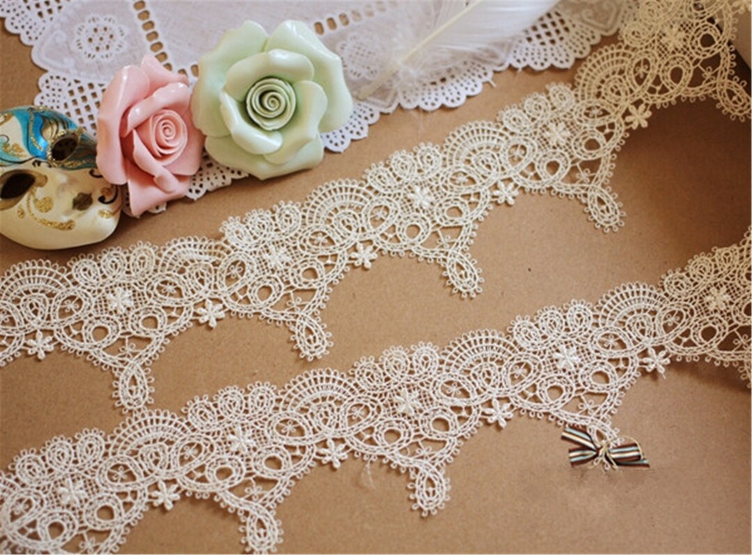 Floral Lace Trim, Embroidered Lace Fabric, Hollowed Floral Lace Trim, 2 ...