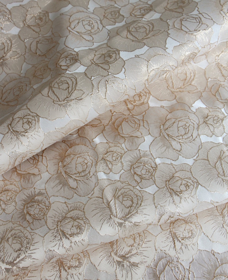 Rose Floral Fabric Jacquard Fabric Polyester Jacquard Fabric | Etsy