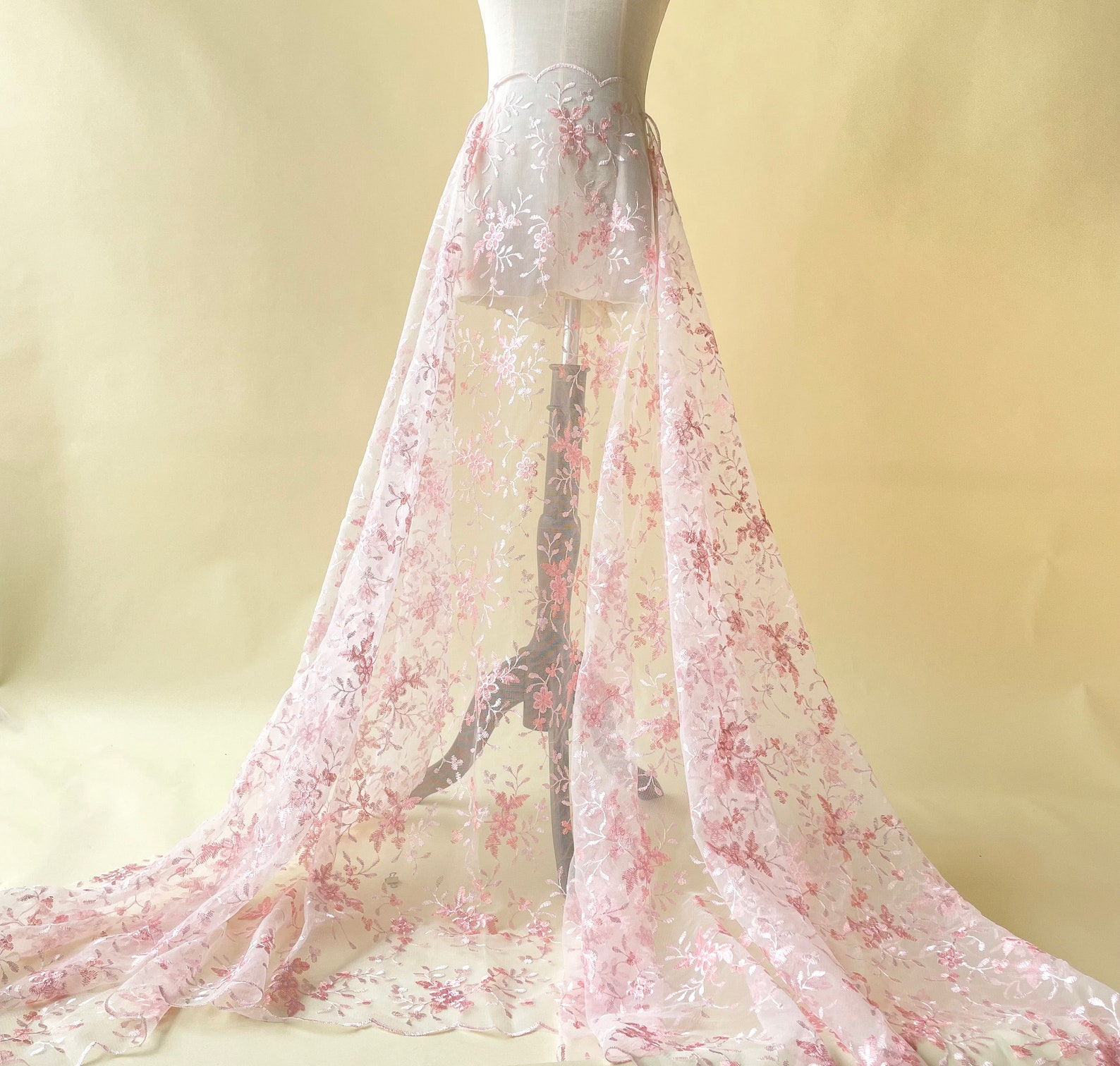 Pink Exquisite Floral Lace Net Both Scalloped Edge Embroidery - Etsy