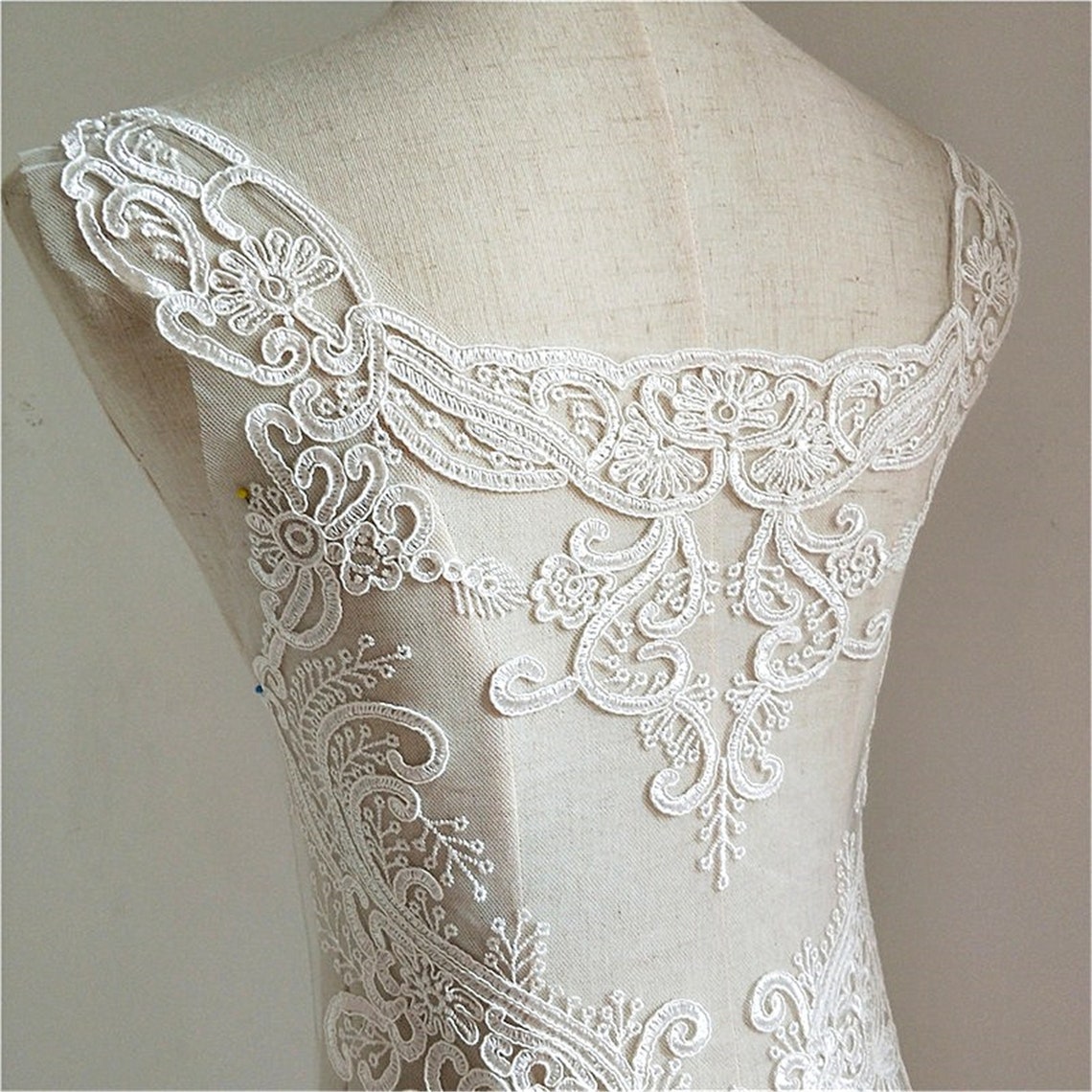 Corded Wedding Lace Appliques Off-white Lace Dress Applique - Etsy