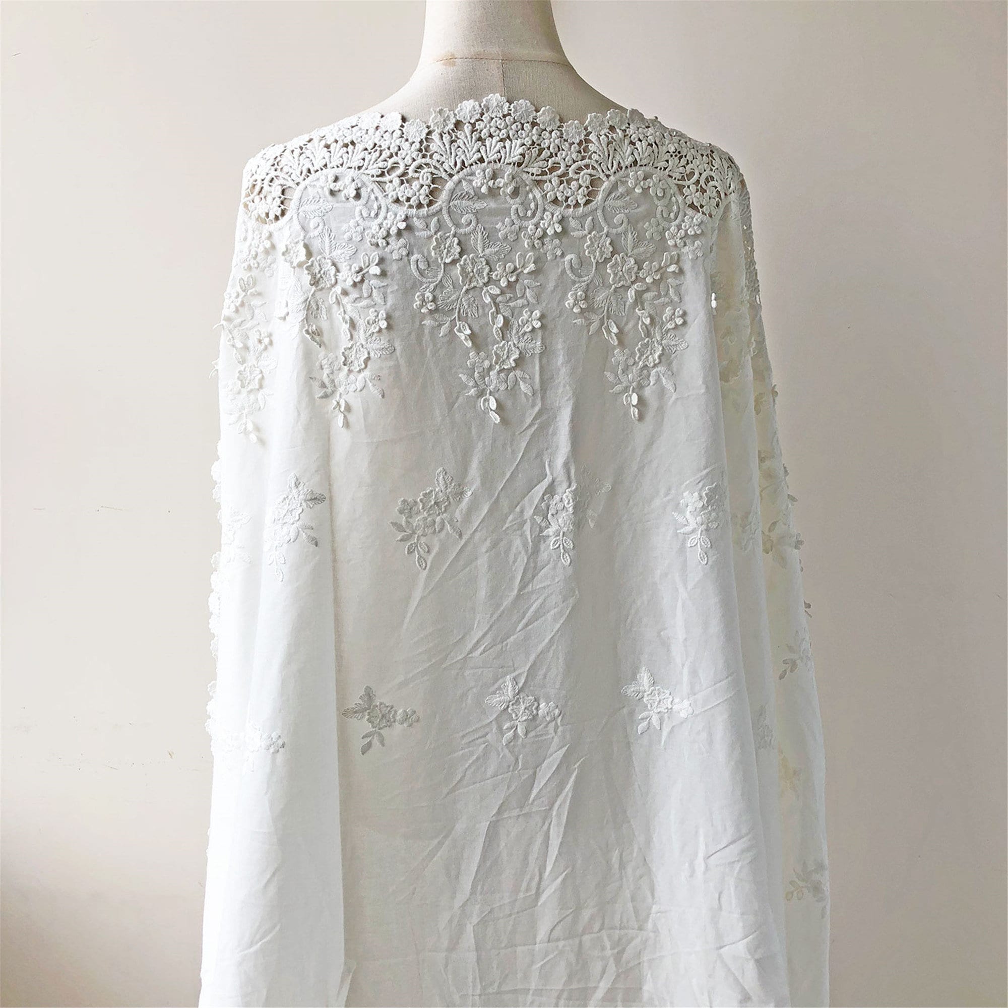 Soft Cotton Fabric With Embroidery Flower Details Scalloped Edge 3D ...