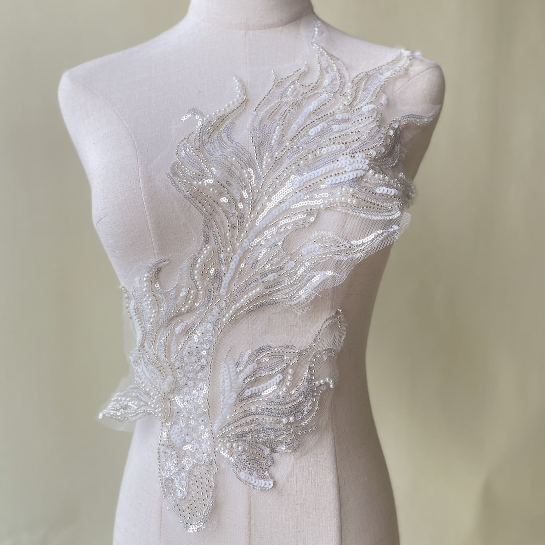 Delicate Beaded Sequins Fish Lace Applique Sewing Fish Patches ...