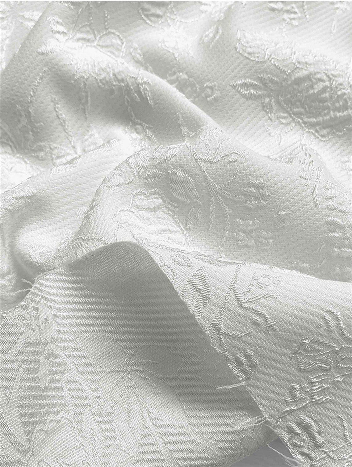 White Floral Embroidery Fabric Brocade Fabric Jacquard Emboss - Etsy
