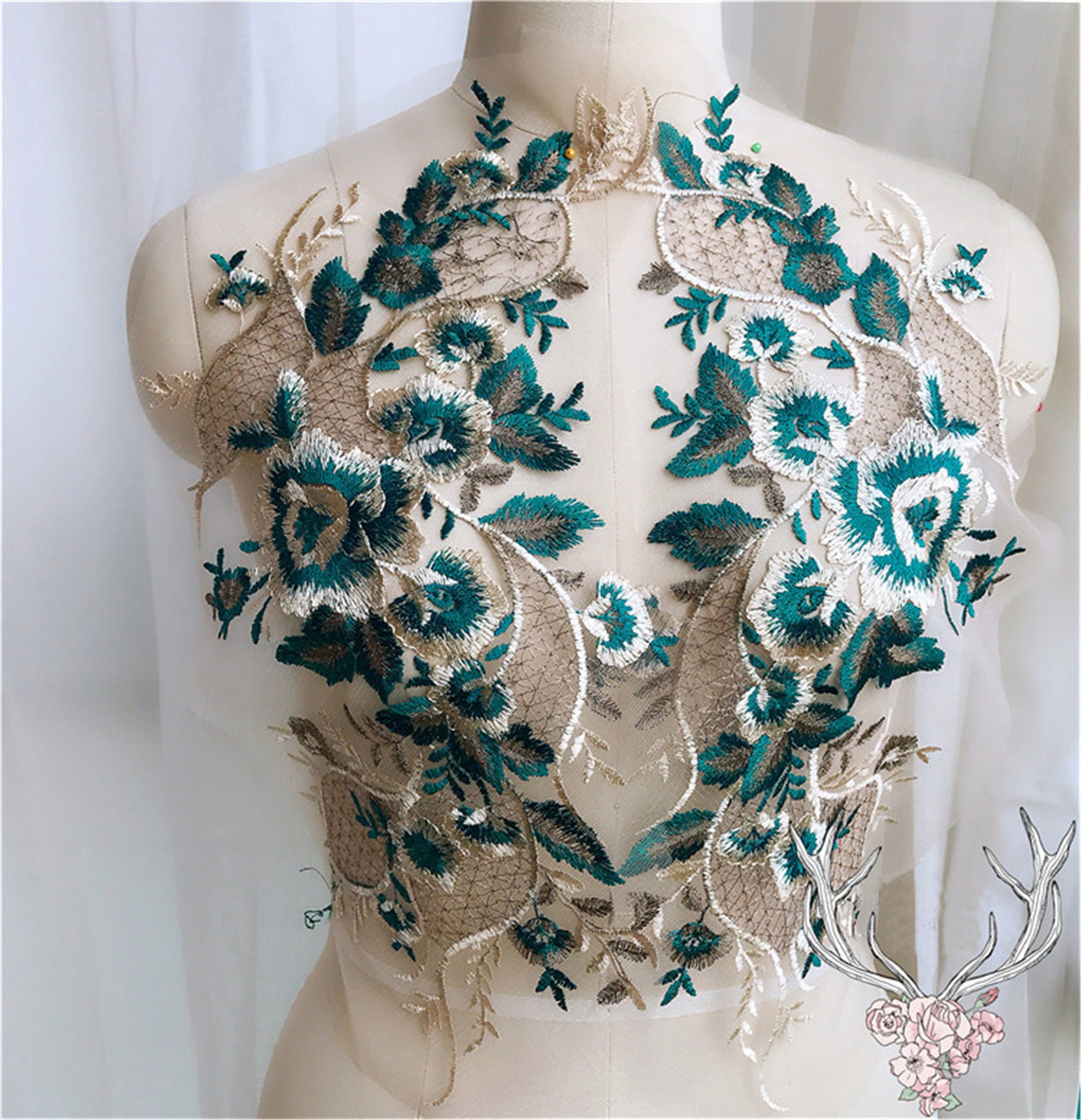 Emerald Sewing Applique Embroidery Floral Lace Patchmirror - Etsy