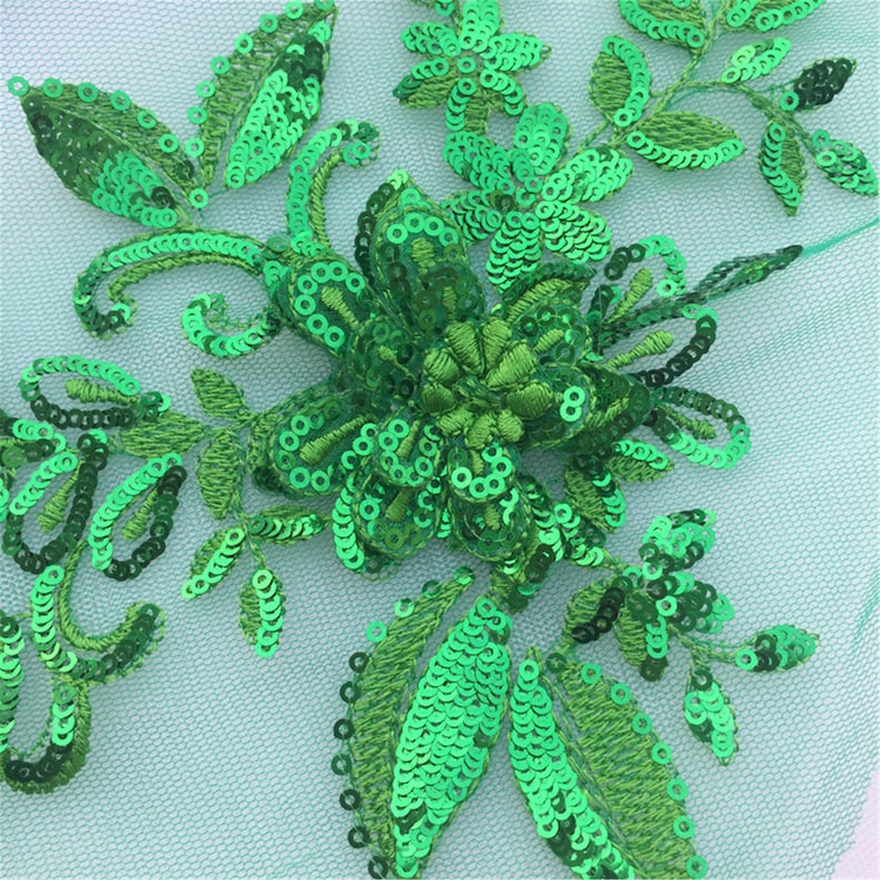 Spangling Sequins Appliques Motif Embroidery Floral Lace | Etsy