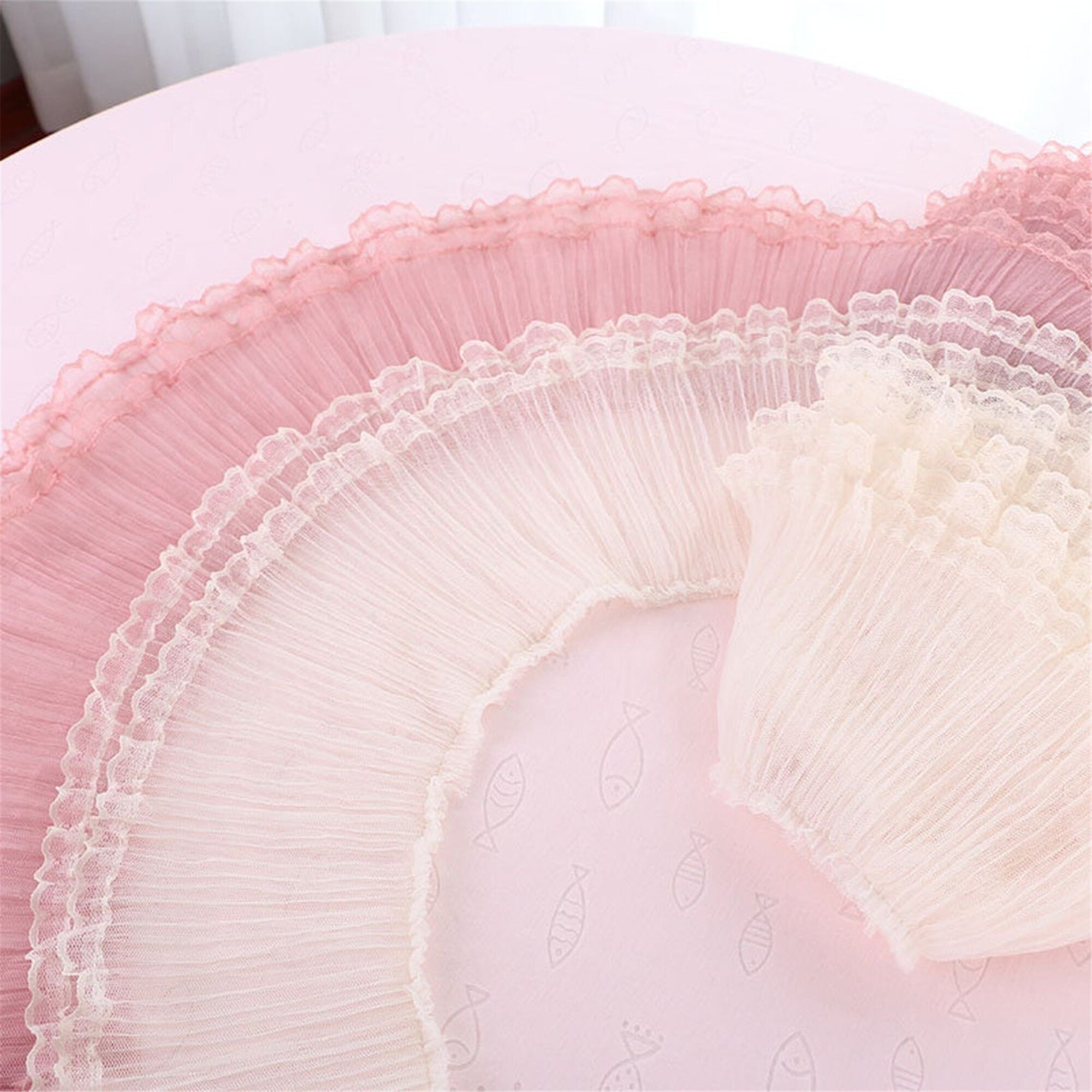 2 Layers Delicate Pink Plait Lace Trim Stiff Lace Fringe Sold - Etsy UK