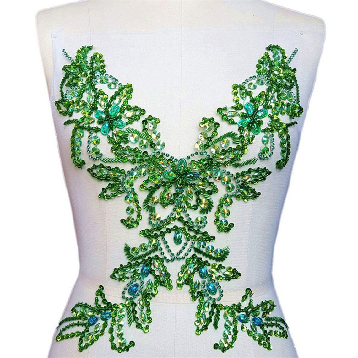 Beaded Sequin Wedding Applique Sew on Neckline Rhinestone | Etsy