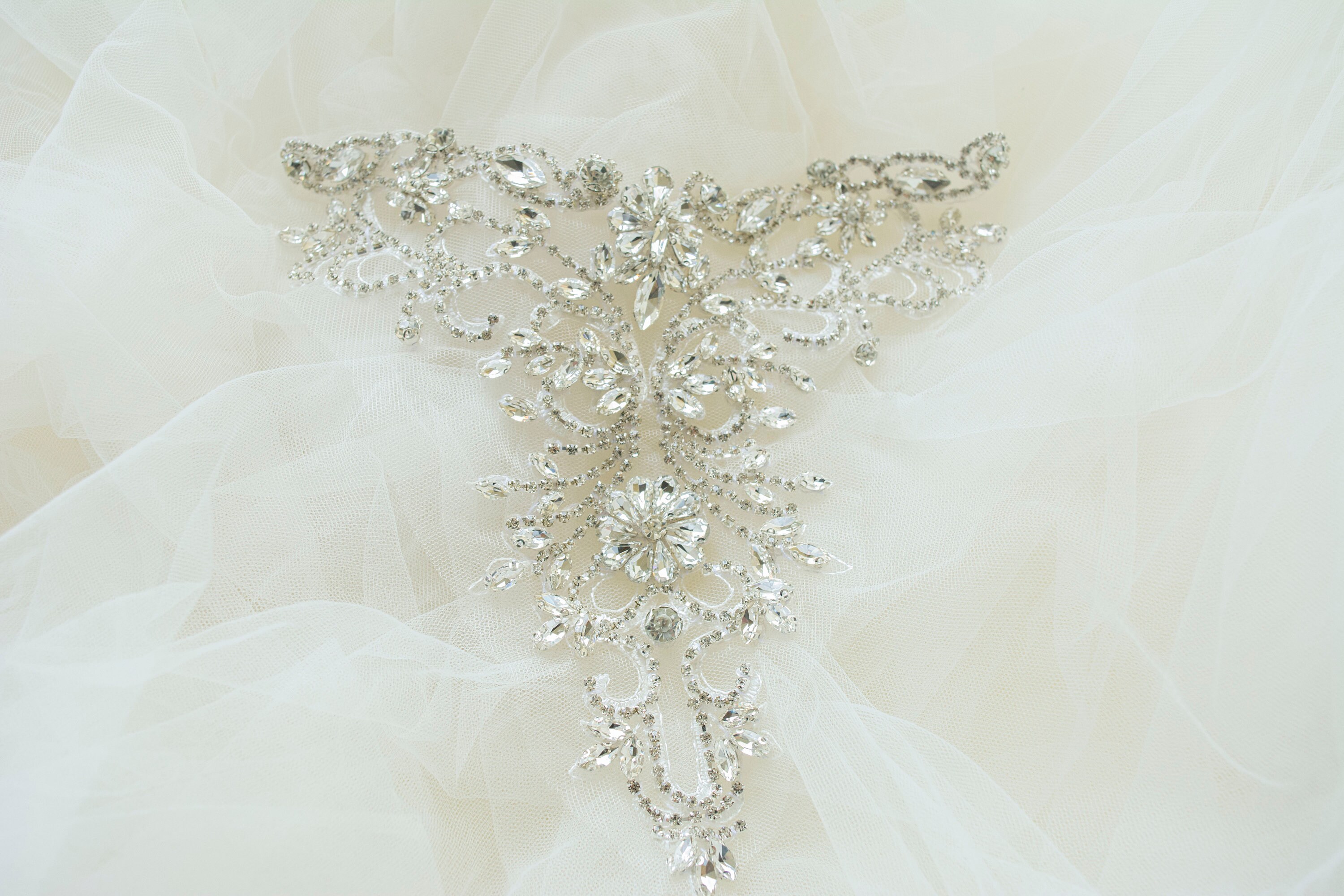 Sparkling Rhinestones Applique Wedding Gown Applique Shoulder - Etsy