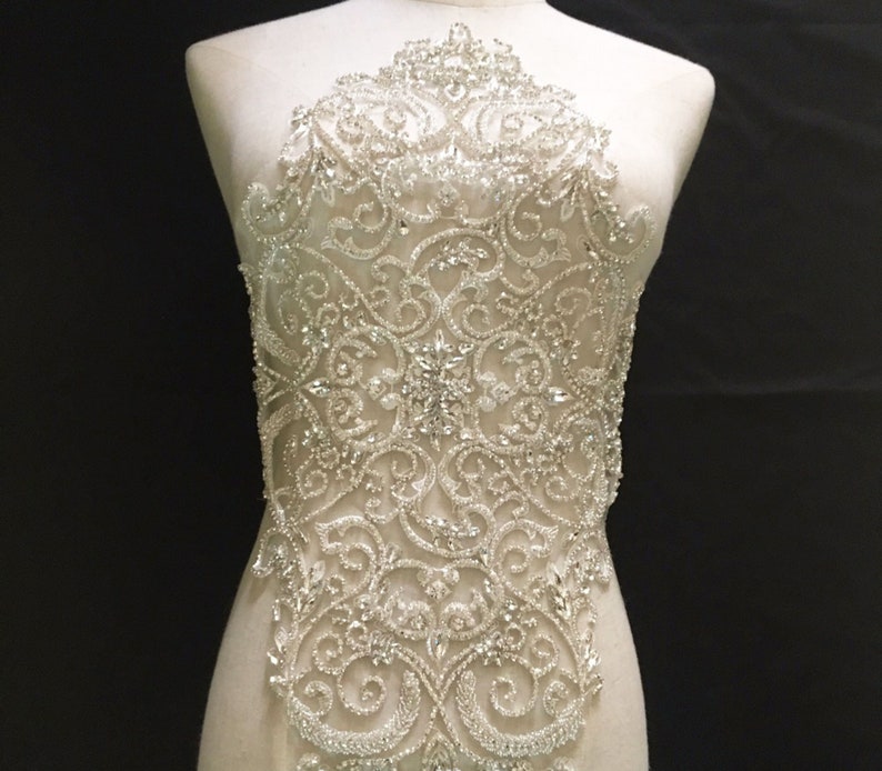 Full Body Gold Rhinestone Bodice Applique Vintage Beading Fringe Craft ...