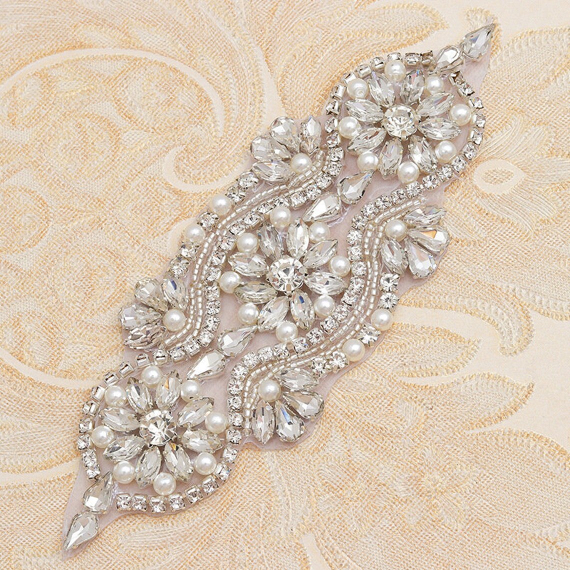 Rhinestone Applique Garter Set Appliques Crystal Beaded Pearl - Etsy